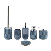 Quality Blue Bathroom Accessories Soap Dispenser Ceramic BSCI Hand Wash Dispenser With Pattern for sale