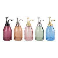 Quality Round Glass Bath Soap Dispenser Crackle Pattern Shower Gel Dispensers With Apothecary Pump Head for sale