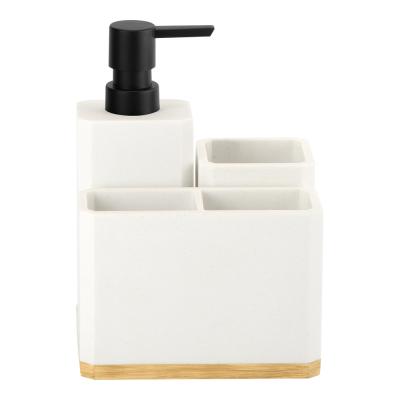 Chine Caddy de salle de bain en polyrésine blanche à base de sable avec dispensaire de savon certifié BSCI à vendre