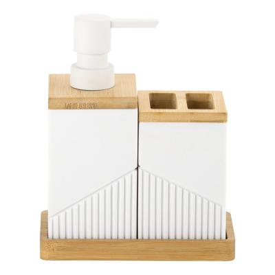 Chine Caddy de salle de bain en pierre de sable blanc carré avec bandes verticales à nervures certifié BSCI 3pcs à vendre
