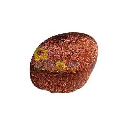China 25g*2/BAG High Quality Household Pure Copper Mesh Scourer Washing Flat Round Cleaning Ball Copper Scrubber for sale