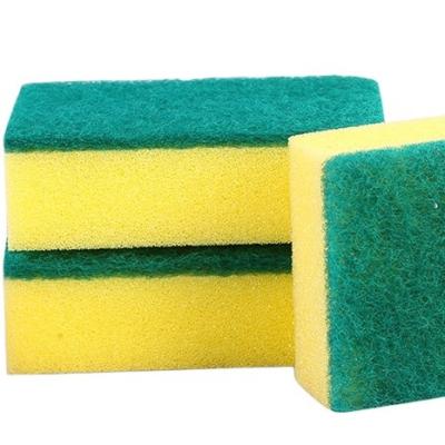 China Kitchen Cleaning Sponge/sponge+non-woven Fabric Making/yellow+green Scouring Pad for sale