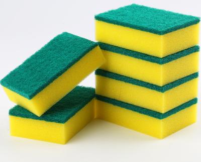 China Double-side Rectangle Sponge Kitchen Cleaning Scouring Pad Scourer for sale