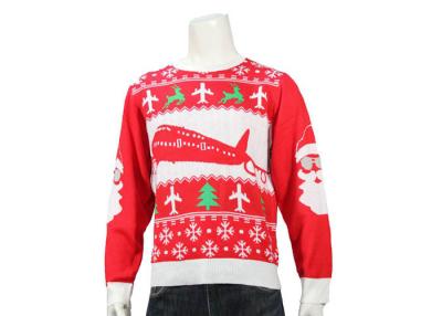 Cina Rosso tricottato intorno al modello lungo del jacquard della manica del maglione brutto di Natale dell'ufficio del collo in vendita
