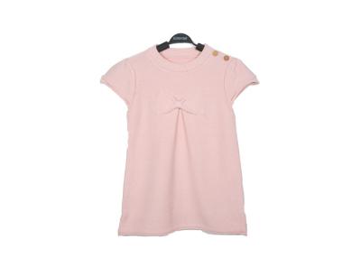 Cina Collare rotondo dai lavori o indumenti a maglia tricottato pianura rosa della primavera del vestito della manica molle di short con l'arco in vendita