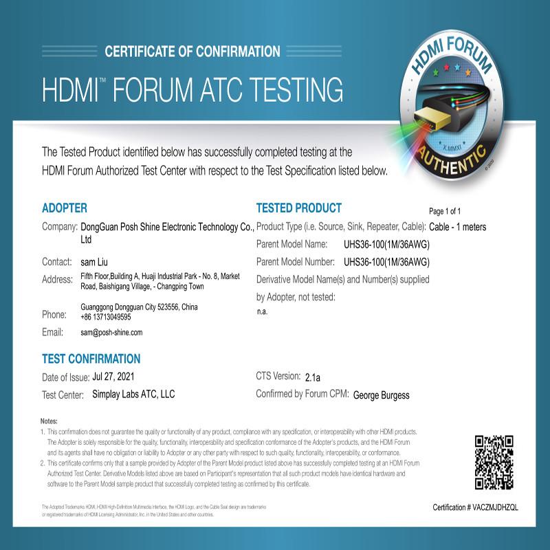 HDMI 2.1 - DongGuan Posh Shine Electronic Technology Co., Ltd