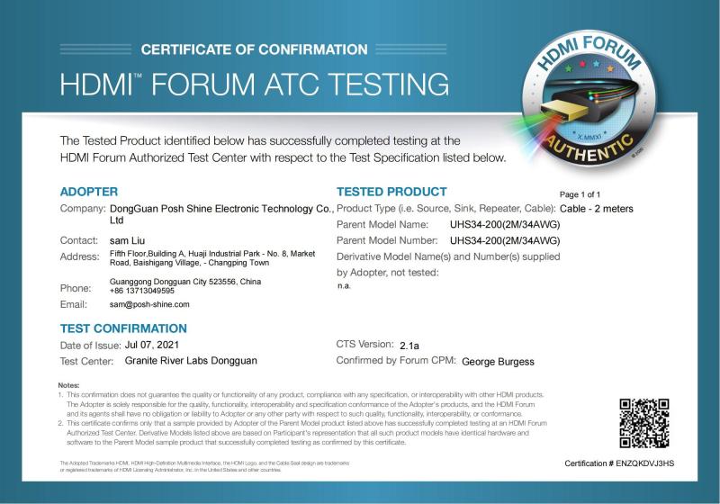 HDMI ATC - DongGuan Posh Shine Electronic Technology Co., Ltd