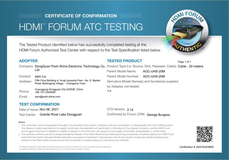 HDMI ATC - DongGuan Posh Shine Electronic Technology Co., Ltd