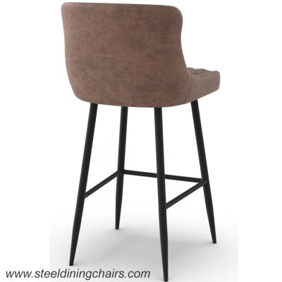 Brown Upholstered 105cm Synthetic Leather Counter Height Bar Stools With Backs