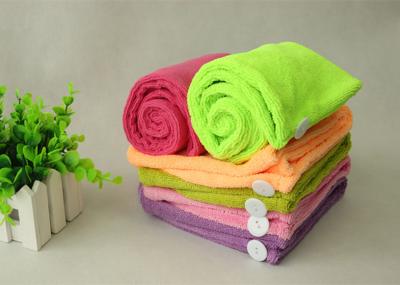 China Chapéu de secagem do cabelo vermelho absorvente super do verde-lima do turbante do cabelo de toalha de Microfiber à venda