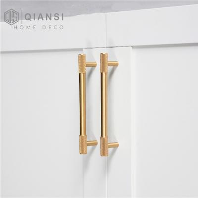 Cina Qiansi HK0055 Furniture Cabinet Handles Metal Brass Mesh Knurled Kitchen Door Handle Drawer Knobs and Handles in vendita