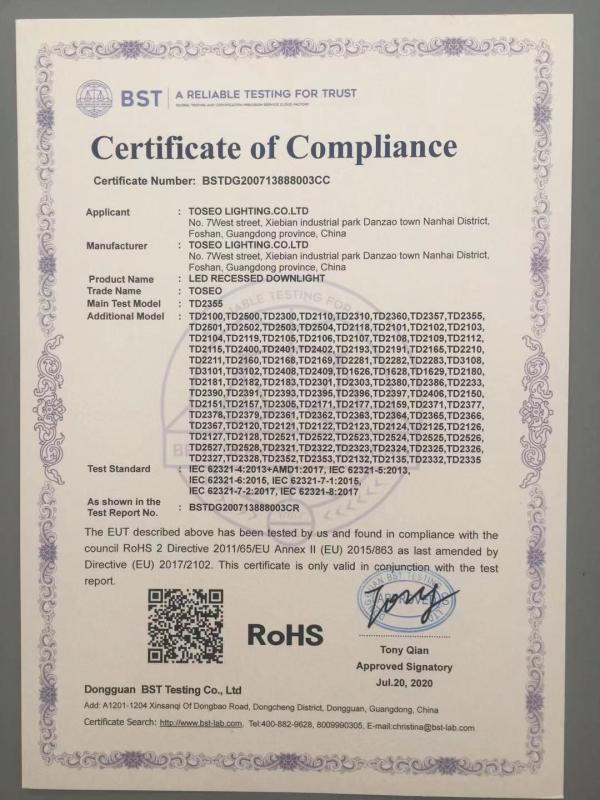 RoHS - Toseo Lighting Co., Ltd.