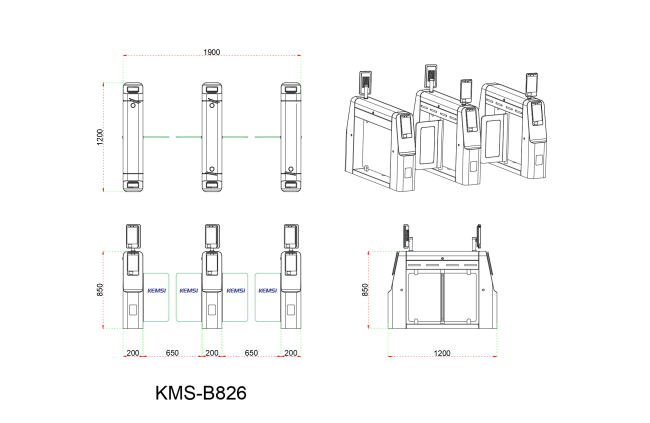 Swing turnstile gate technical diagram and installation overview