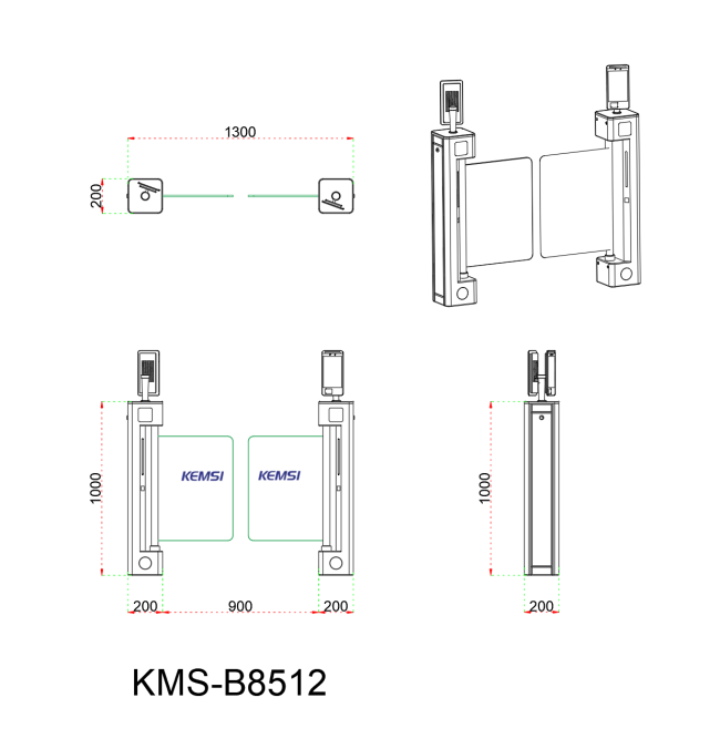 Swing Gate Turnstile product illustration showing design and installation