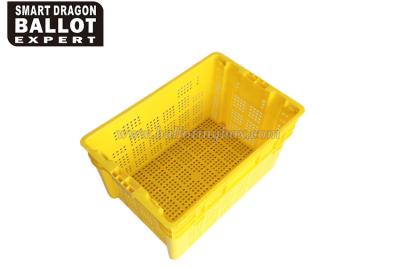 Cina Scatola sistemabile gialla di volume d'affari dei pp/casse di plastica agricole di stoccaggio 59,2 * 39,8 * 31,5 in vendita