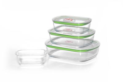 China 250ml - recipientes de armazenamento do vidro de Pyrex 1000ml com as tampas no refrigerador à venda