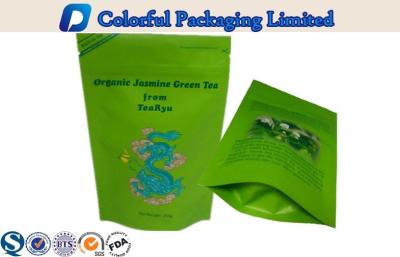 China El papel de aluminio del cierre en la parte superior se levanta la bolsa 250g modificada para requisitos particulares para el té perfumado sano delgado en venta