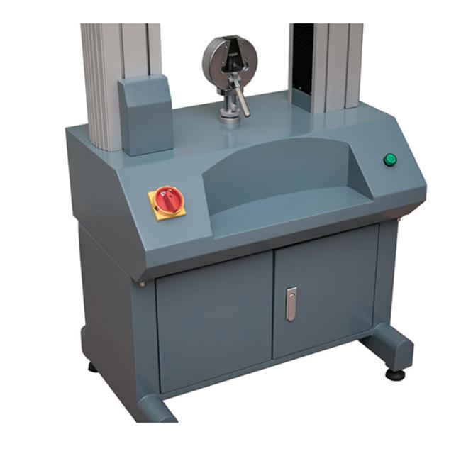 Adjustable caster and base cabinet detail of universal tensile testing machine for laboratory