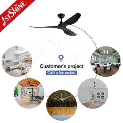China Ventilador de tecto de plástico preto de 52 polegadas baixo ruído com controle remoto inteligente de 6 velocidades à venda