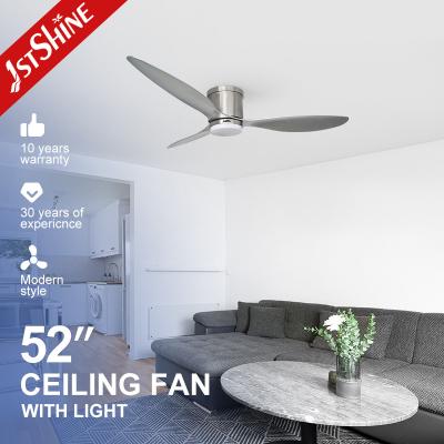 China 52" Flush Mount 3 ABS Blades Dimmable LED Ceiling Fan With Led Light for sale
