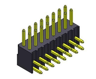 중국 2.54mm Single Row R/A TYPE Pin Header Connector 2*2PIN To 2*40PIN H=7.40MM 판매용