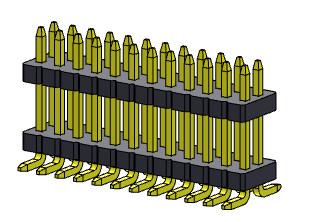 중국 PEG 2*3PIN과 해더 커넥터 1.27 밀리미터 세라이즈 이원적 가로열 스택 일직선 SMT 타입을 2*40PIN SQ0.40mm에 핀으로 꽂으세요 판매용