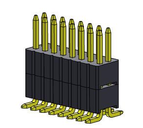 중국 PEG 2*3PIN과 해더 커넥터 1.27 밀리미터 세라이즈 이원적 가로열 스택 일직선 SMT 타입을 2*40PIN SQ0.40mm에 핀으로 꽂으세요 판매용