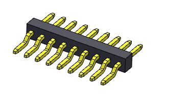 중국 해더 커넥터 1.00 밀리미터 단일 열 R/A SMT 형태 1*2PIN을 1*40PIN H=1.00mm에 핀으로 꽂으세요 판매용