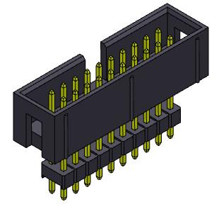 중국 2.54mm Box Header Connector Dual Row Elevated Stright Dip Type 2*3-2*32Pin 3AMP 판매용