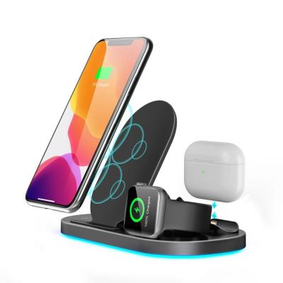 Cina Cellulare 3 in 1 cuscinetto senza fili del bacino del supporto del caricatore di Qi per l'iPhone 11 6 7 Xr Airpods pro in vendita
