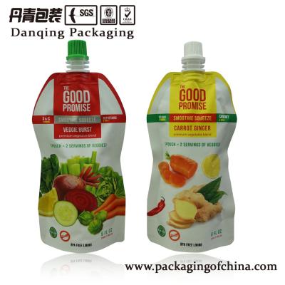 China El jugo vegetal Doypack que empaqueta, mercado estupendo se levanta la bolsa con el canalón en venta