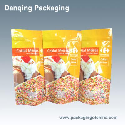 Cina La serratura d'imballaggio Doypack della chiusura lampo dell'alimento del riso del cioccolato sta sul sacchetto con la chiusura lampo risigillabile in vendita