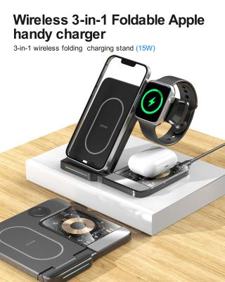 China Carregador portátil de computador celular 3In1 dobrável dobrável 15W à venda