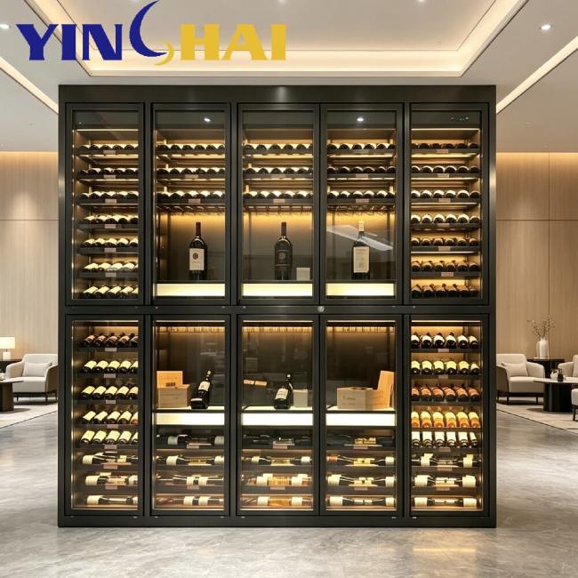 Customizable Thermostatic Wine Cabinet with Oak Racks & APP Smart Control 0