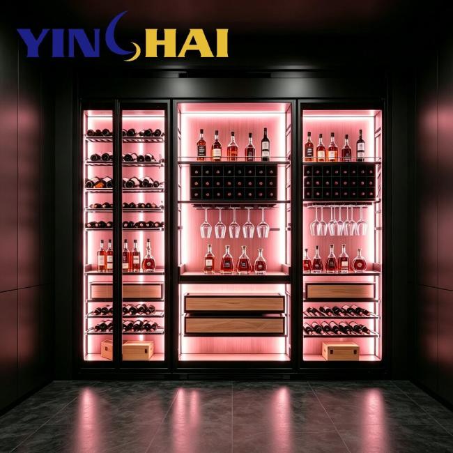 Customizable Thermostatic Wine Cabinet with Oak Racks & APP Smart Control 0
