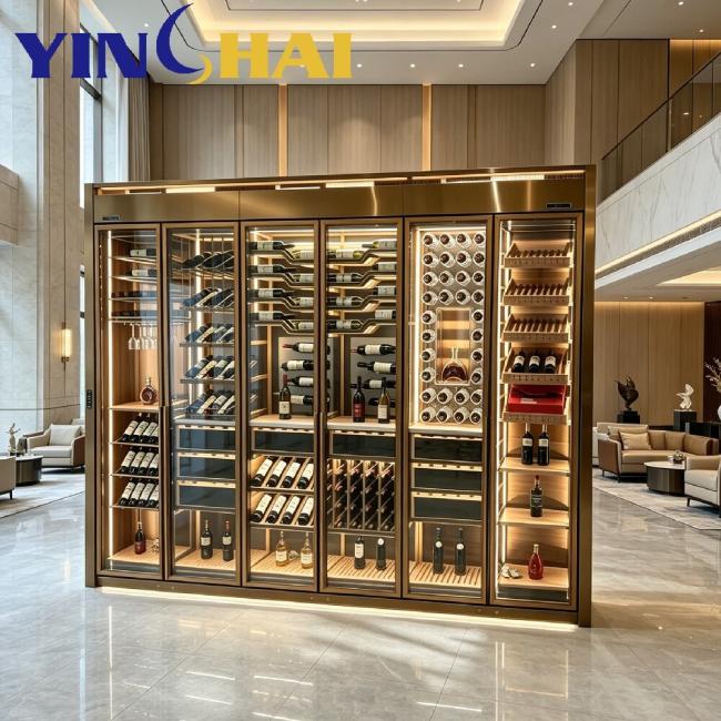 Customizable Thermostatic Wine Cabinet with Oak Racks & APP Smart Control 0