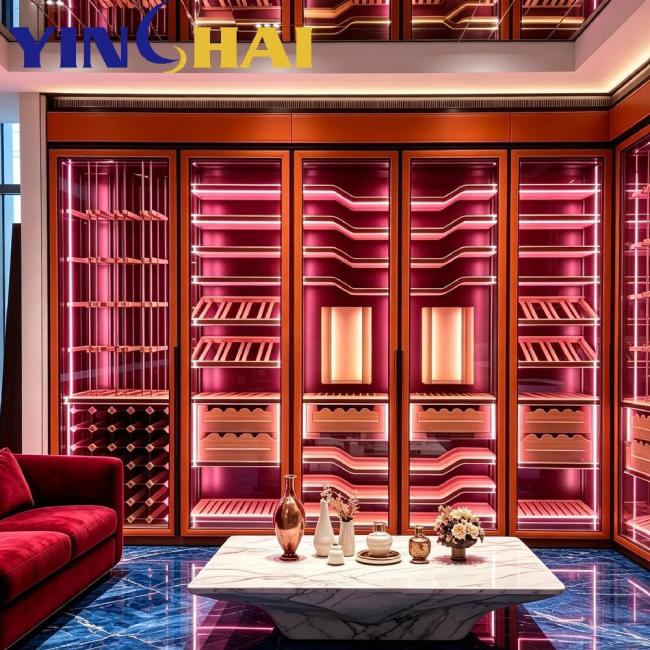 Customizable Thermostatic Wine Cabinet with Oak Racks & APP Smart Control 0