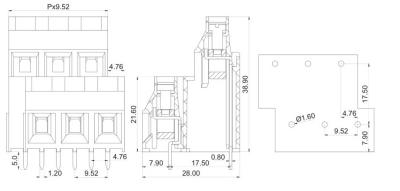 中国 RD950Aのターミナル ブロック3PX2は総6pin緑色を水平にする 販売のため