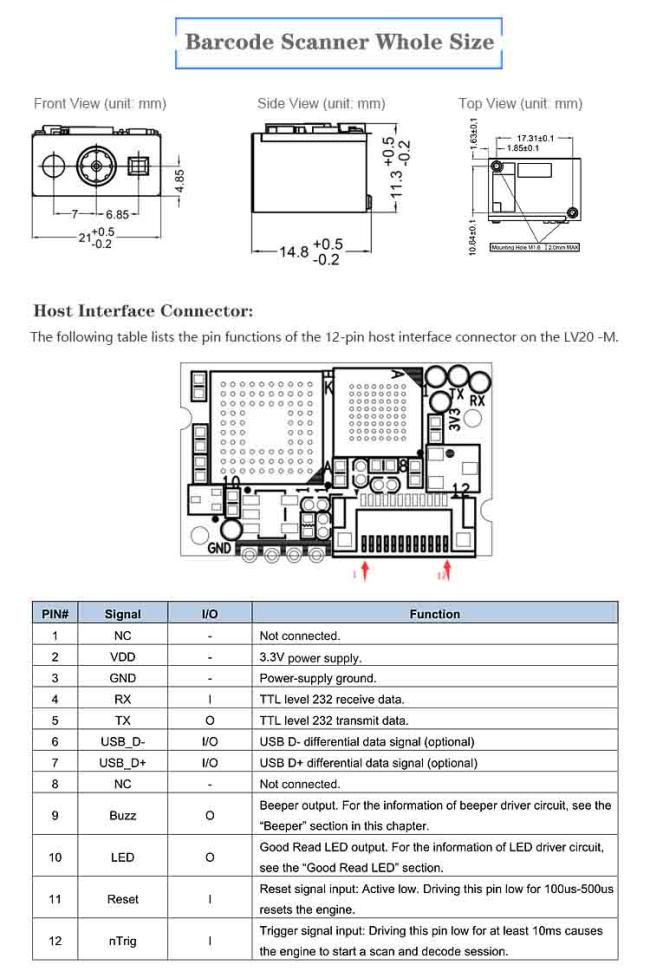 LV3085 2D Barcode Scanner Module LV3085 2D Barcode Scanner Module