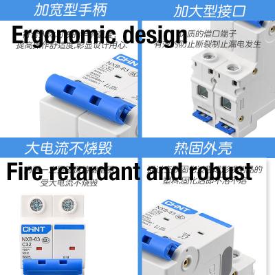 중국 Chint NXB 소형 차단기 1~63A, 80~125A, 1P, 2P, 3P, 회로 보호 AC230/400V 사용을 위한 4P 판매용