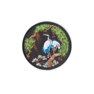 Cina Lo stile della Cina ricamato rattoppa il ferro sopra per il distintivo Crane Patch di Merrowed dei vestiti in vendita