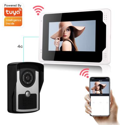 China 1080P HD Tuya 4 Wire Video Intercom System NTSC Two Way communication Doorbell for sale