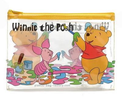 Cina Le borse di plastica della serratura dello zip dell'orso di Winnie, chiusura lampo sveglia del bambino piccola insacca 20x13cm in vendita