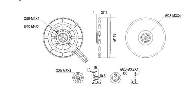 M17 IPE Brushless DC Motor technical diagram