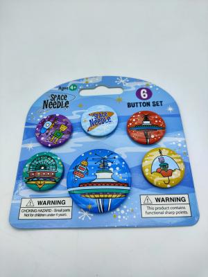 Cina Lato posteriore su ordinazione di Pin Badges Space Needle Shape Safty del metallo della latta in vendita