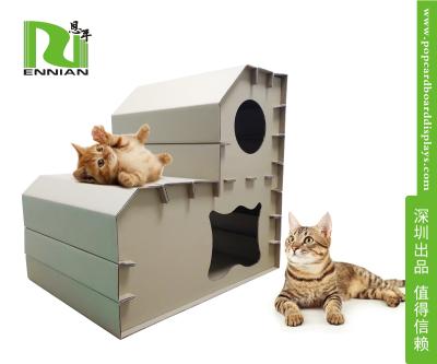 中国 カスタマイズされた波形猫のscratcherのボール紙の家の家具ペット家 販売のため