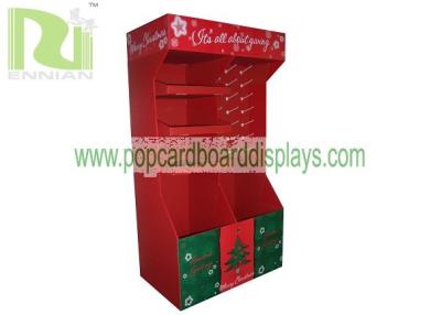 中国 段ボールのディスプレイ スタンドの赤色のプラスチックでクリスマスのためのギフトを表示フックします。 販売のため