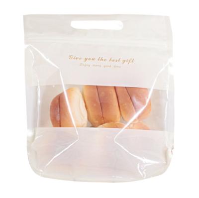 China Kundenspezifischer Logo Printing Stand Up Plastic-Brotverpackungs-Tasche Soem-Standard mit Griff zu verkaufen