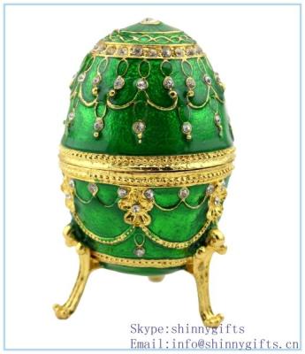Китай Покрашенное вручную богатое зеленое яичко с отделкой золота, стразы Faberge год сбора винограда, ювелирные изделия эмали продается