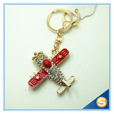 Китай 3D Airpalne Shape Rhinestone Cute Metal Key Chain For Girls Gift Four Color For Sale продается